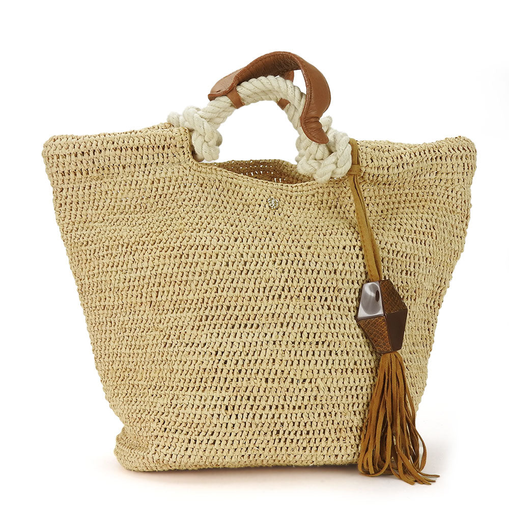 HELEN KAMINSKI Handbag Raffia, Leather beige Women Used Authentic ...